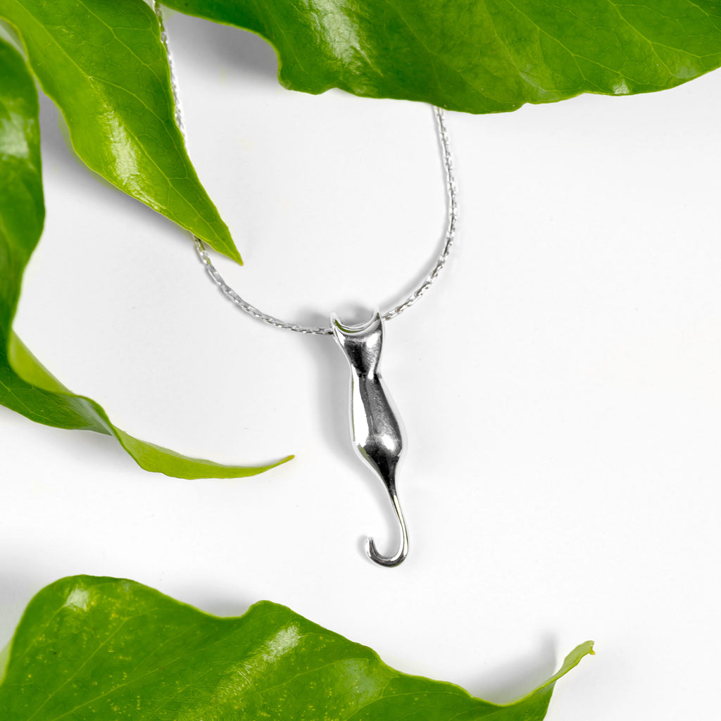 Miniature Cat Necklace | Silver Cat Necklace | Henryka UK