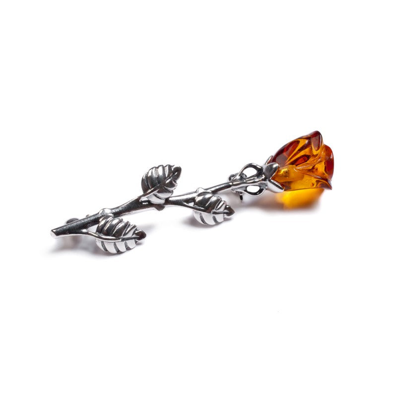 Single Rose Brooch | Amber Rose Jewellery | Henryka UK
