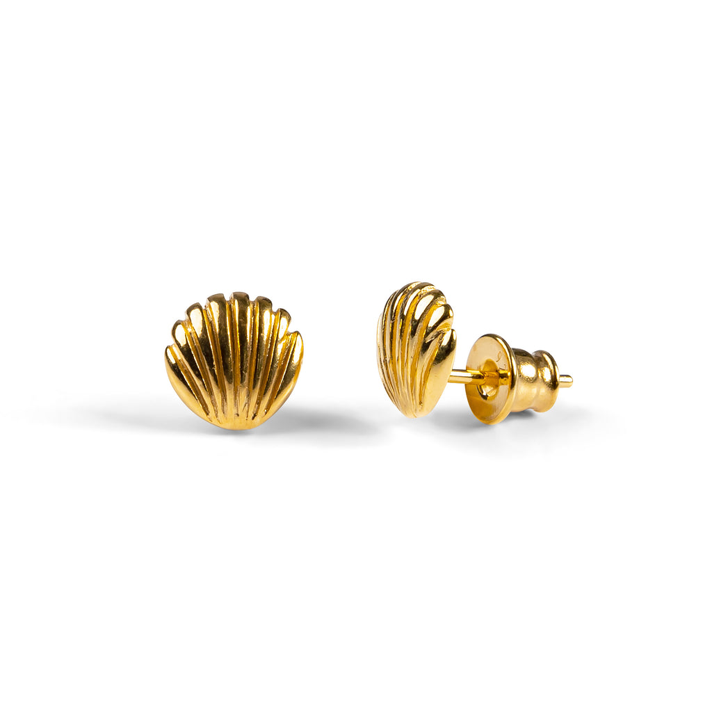 Shell Stud Earrings | Gold Seashell Earrings | Henryka UK