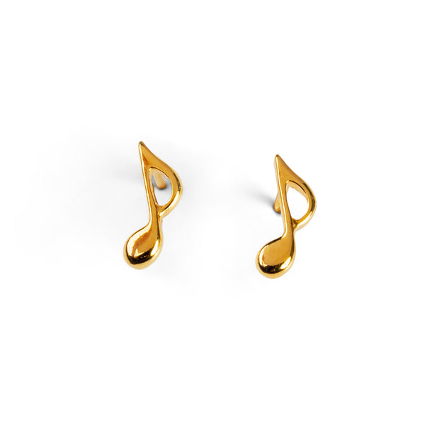 Gold Music Note Stud Earrings | Gold Plated Musical Earrings | Henryka UK