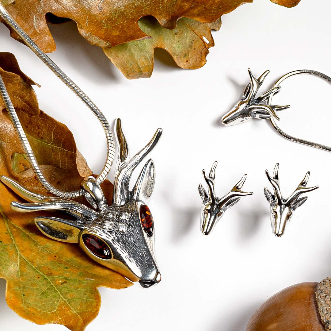 Silver Stag Stud Earrings | Silver Stud Earrings | Henryka UK